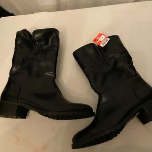 Laura Scott | Shoes | Laura Scott Black Leather Ankle Boots Fur Lined 7 ...